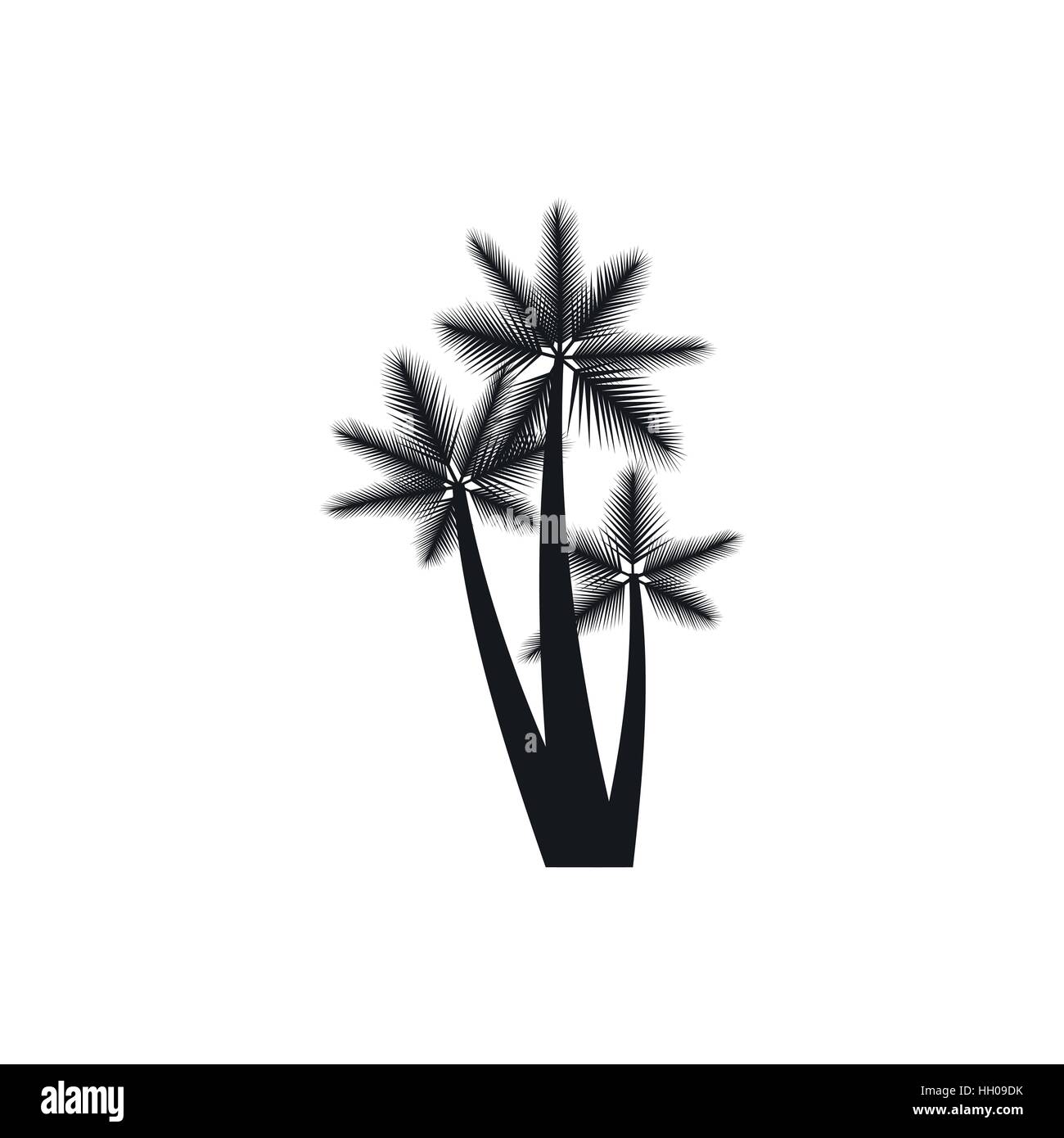 Three tropical palm trees icon in simple style isolated on white ...