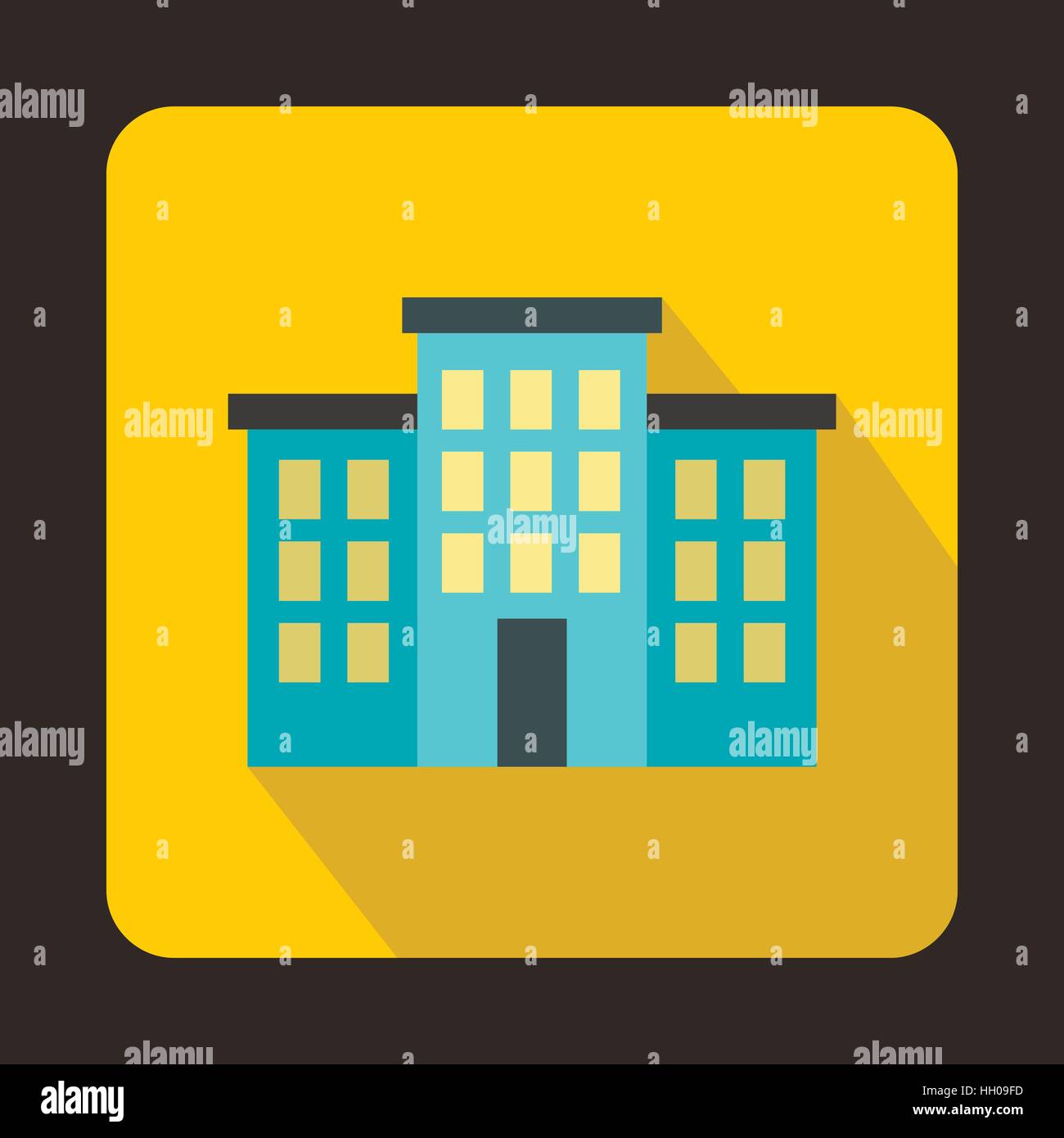 Building icon in flat style on a yellow background Stock Vector Image ...