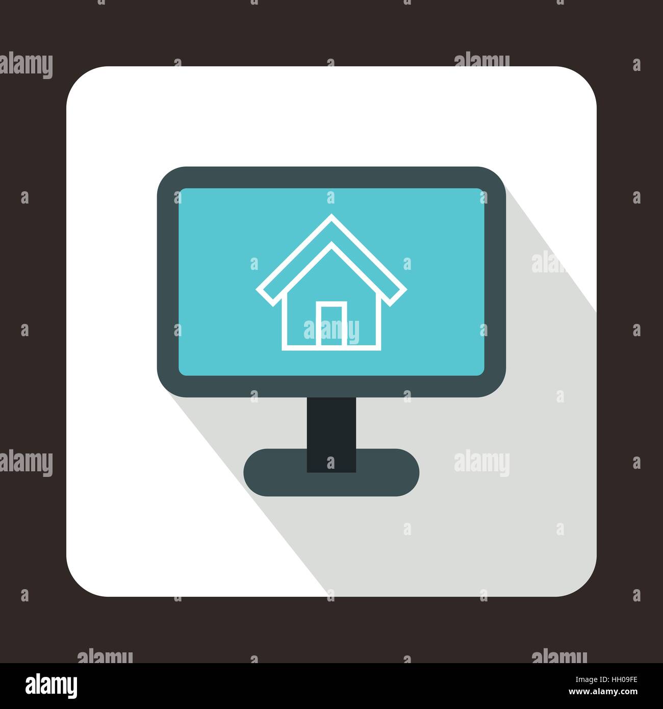 Computer monitor with architecture program icon in flat style on a ...