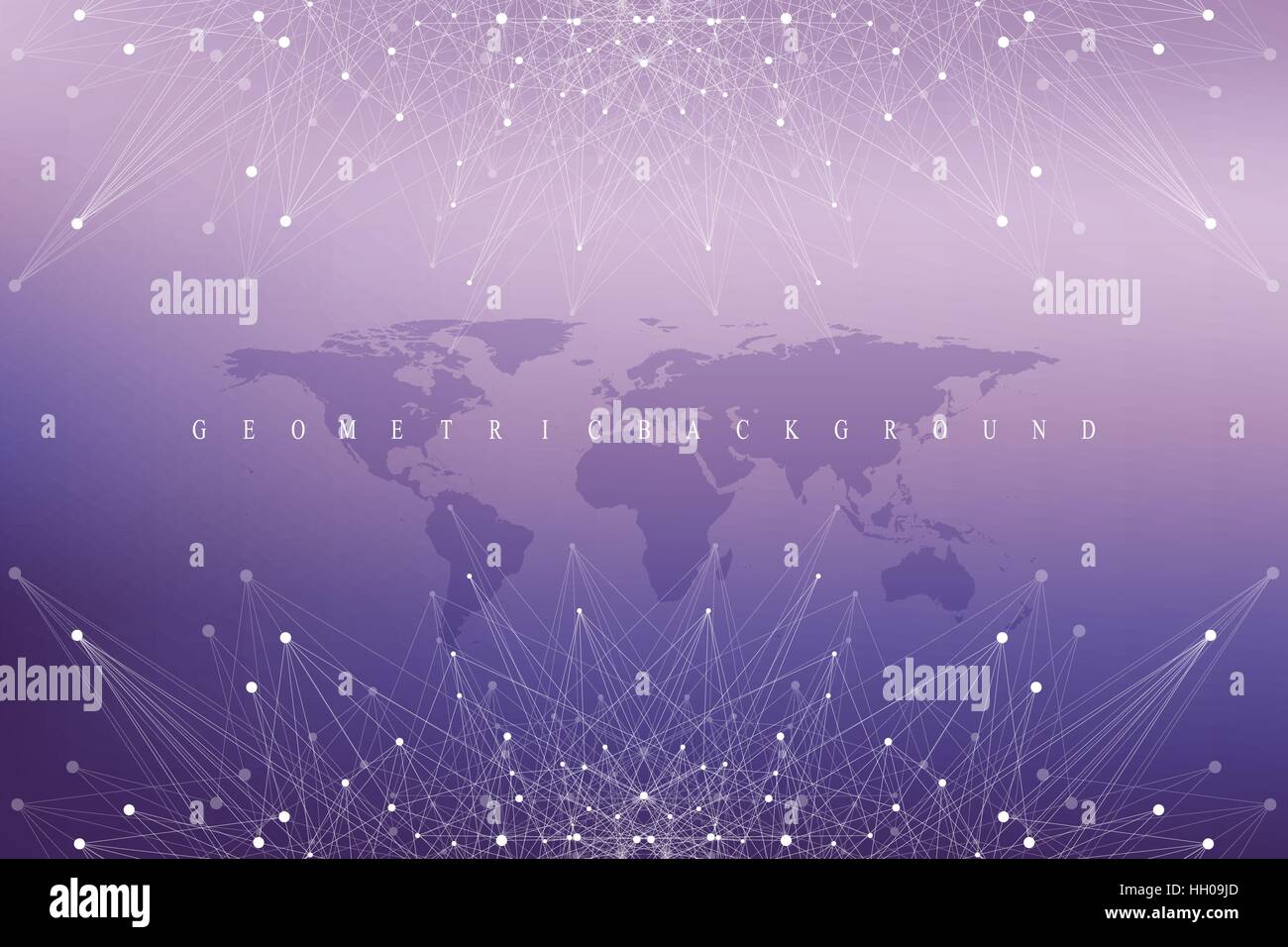 Geometric graphic background communication with World Map. Big data ...