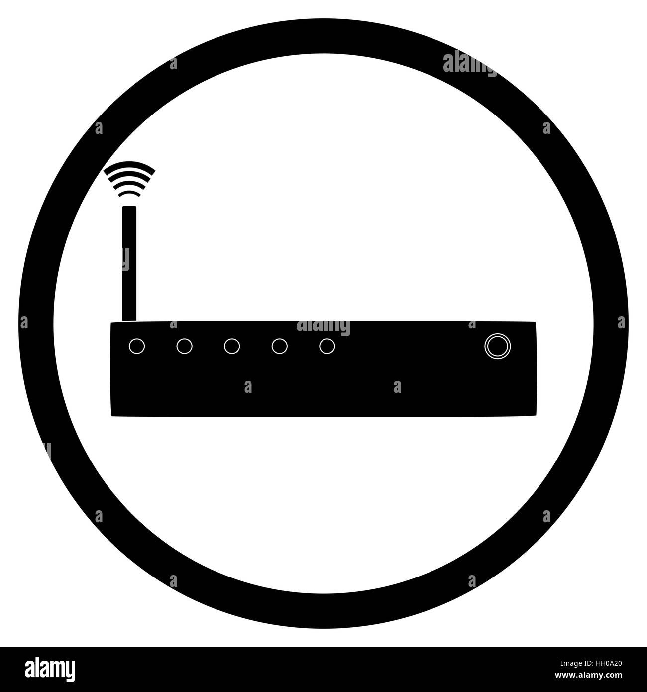 Icon router black white. Router with antrenna for internet network ...