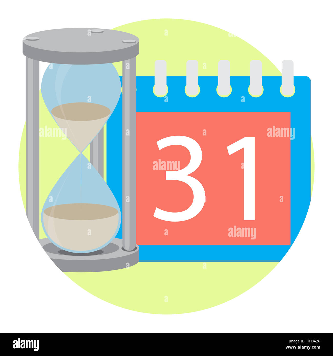 Time managment hourglass and calendar. Save time and clock money ...
