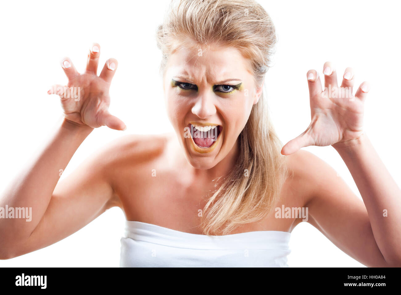 Angry furious woman gesticulating hi-res stock photography and images ...