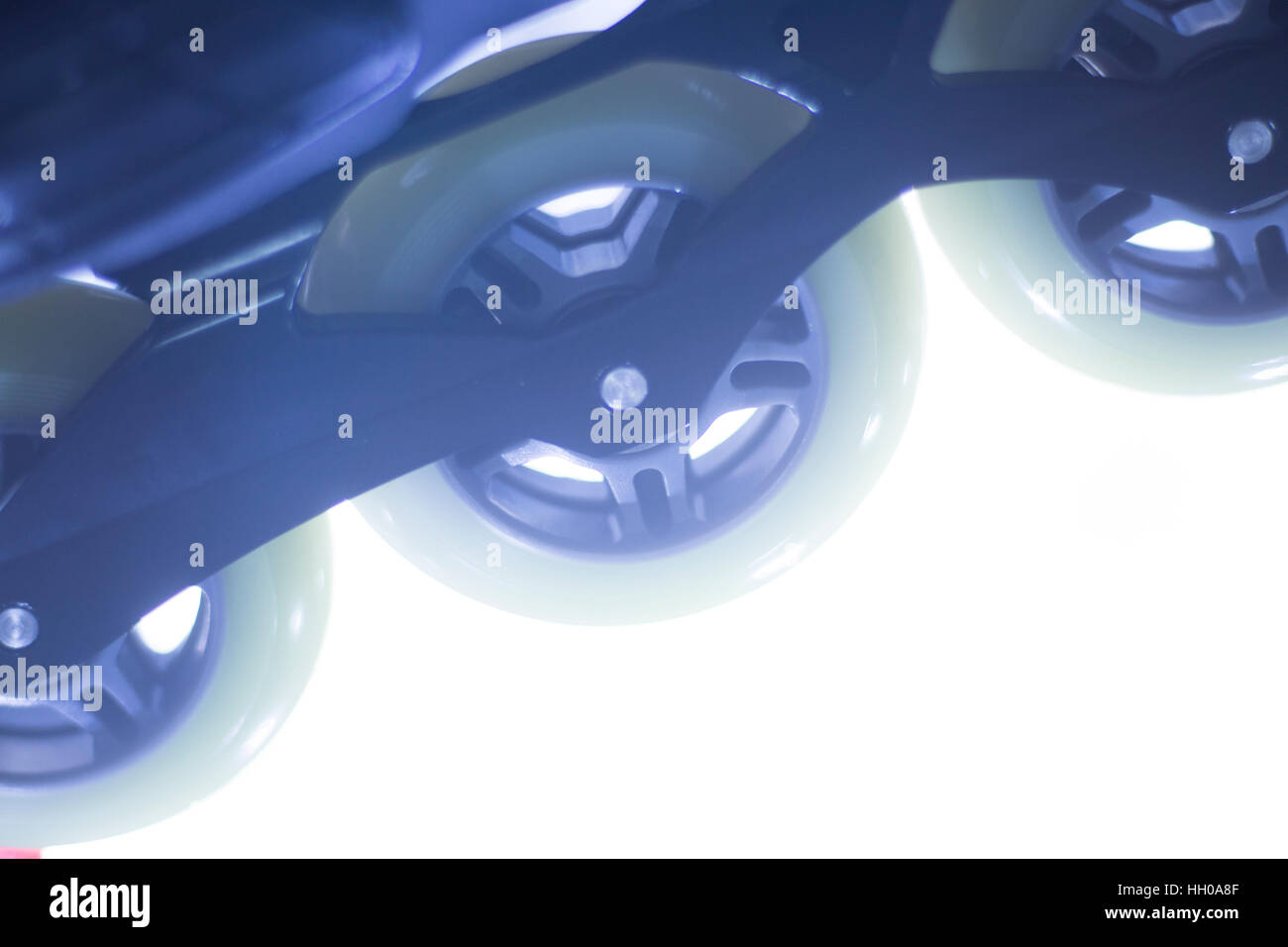 Freestyle inline skates boots and wheels in retail store shop window ...