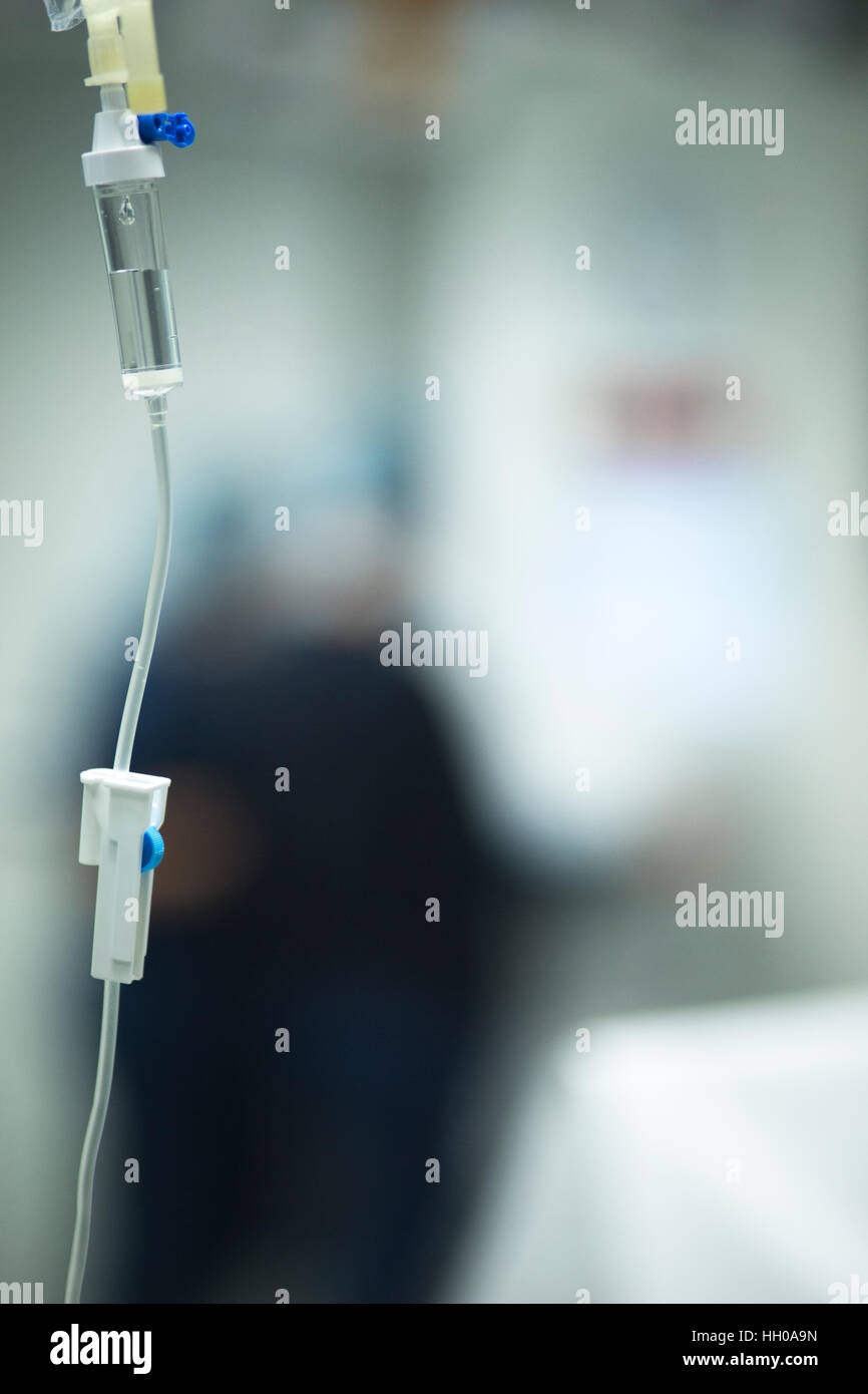 Hospital surgery medical drip in emergency room operating theater ward ...