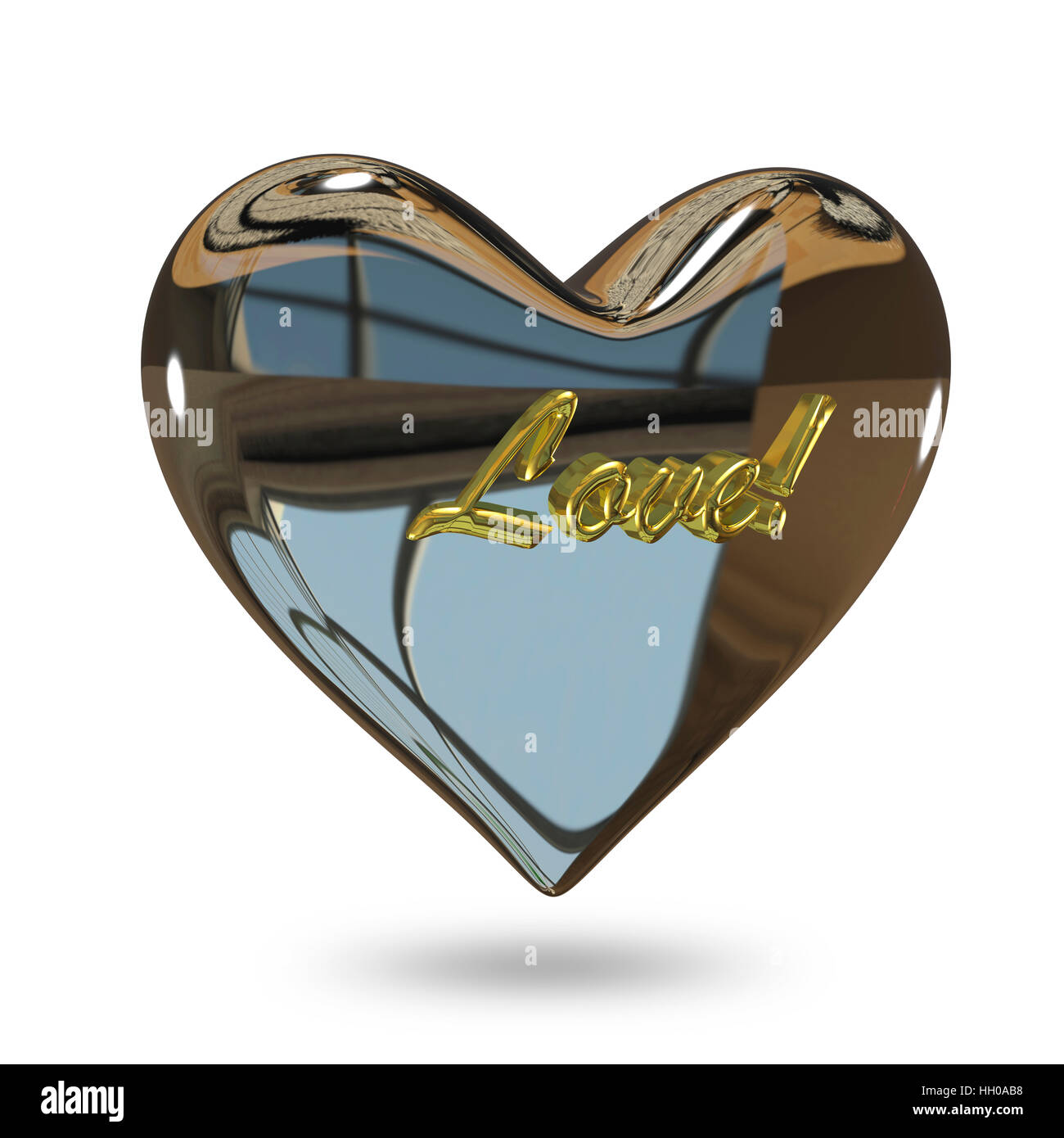 3D Illustration of a Metal Heart on a White Background Stock Photo - Alamy