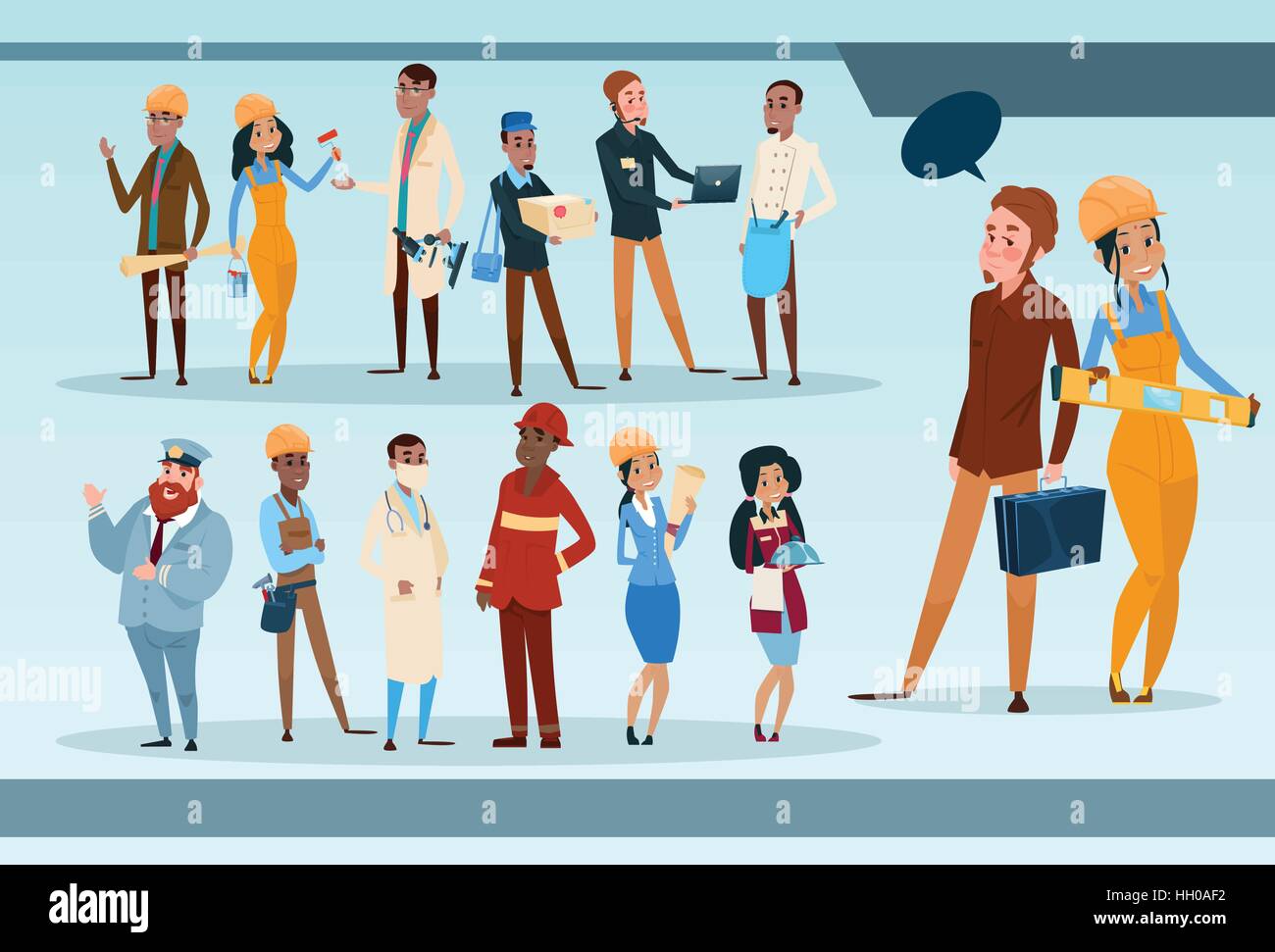 People Group Different Occupation Set, Employees Mix Race Workers ...