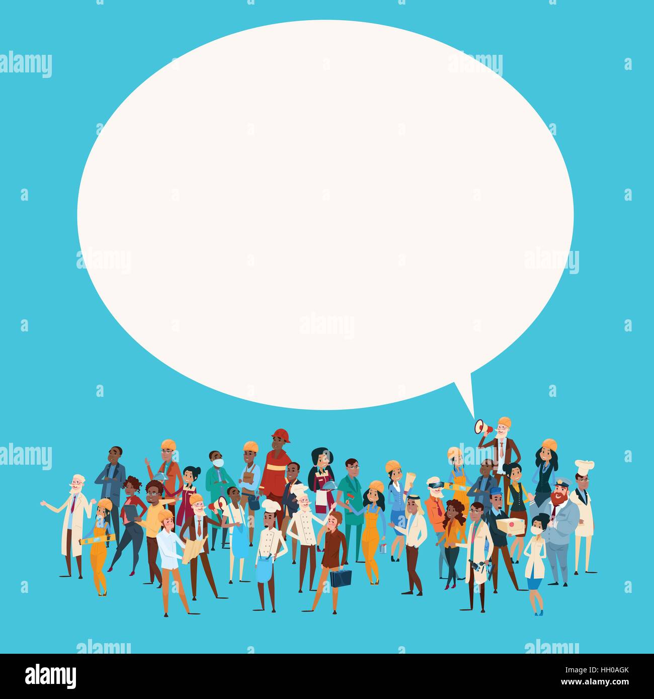 People Group Different Occupation Employees Mix Race Workers With Chat ...