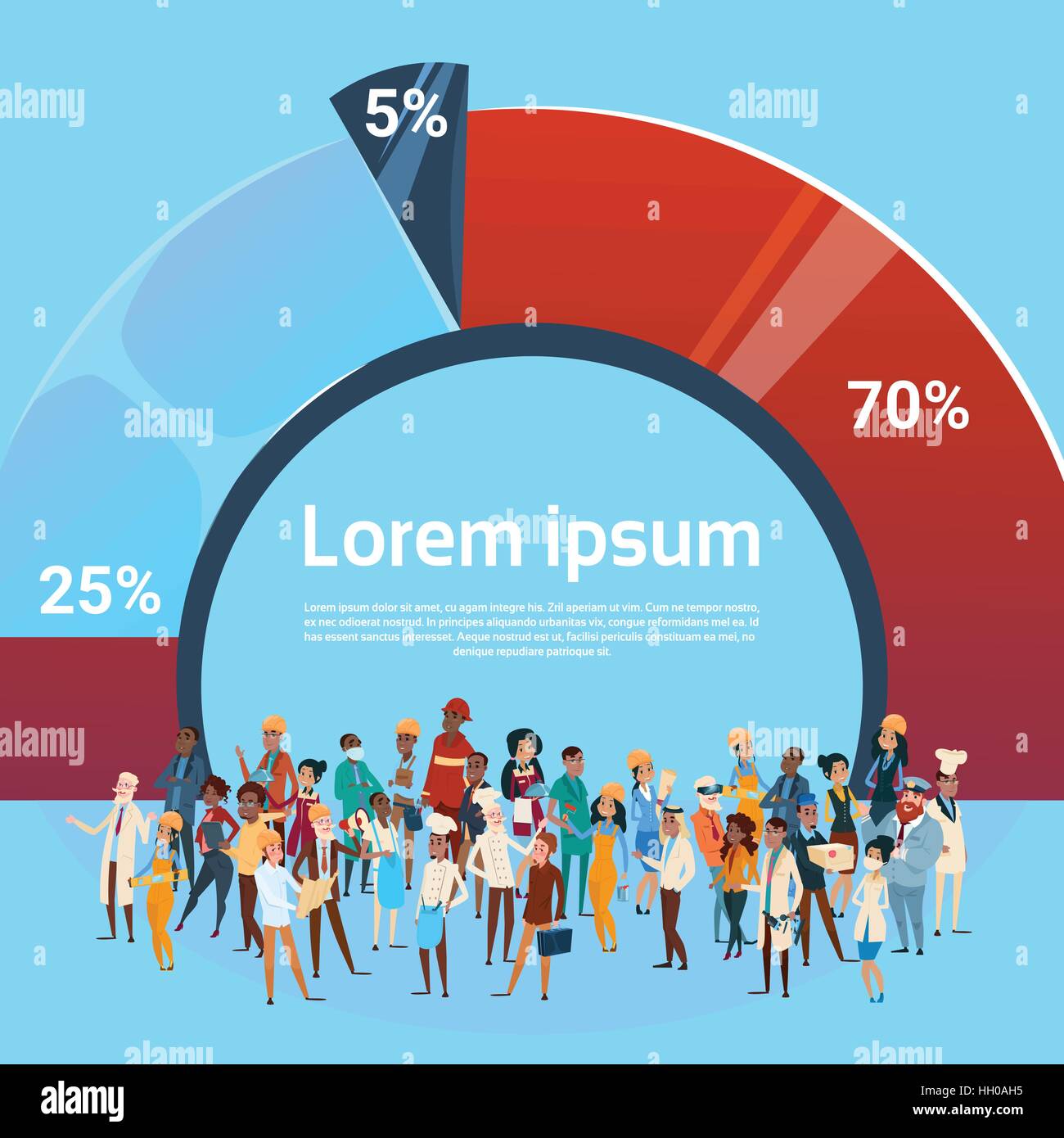 People Group Different Occupation Set, Employees Mix Race Workers Graph ...