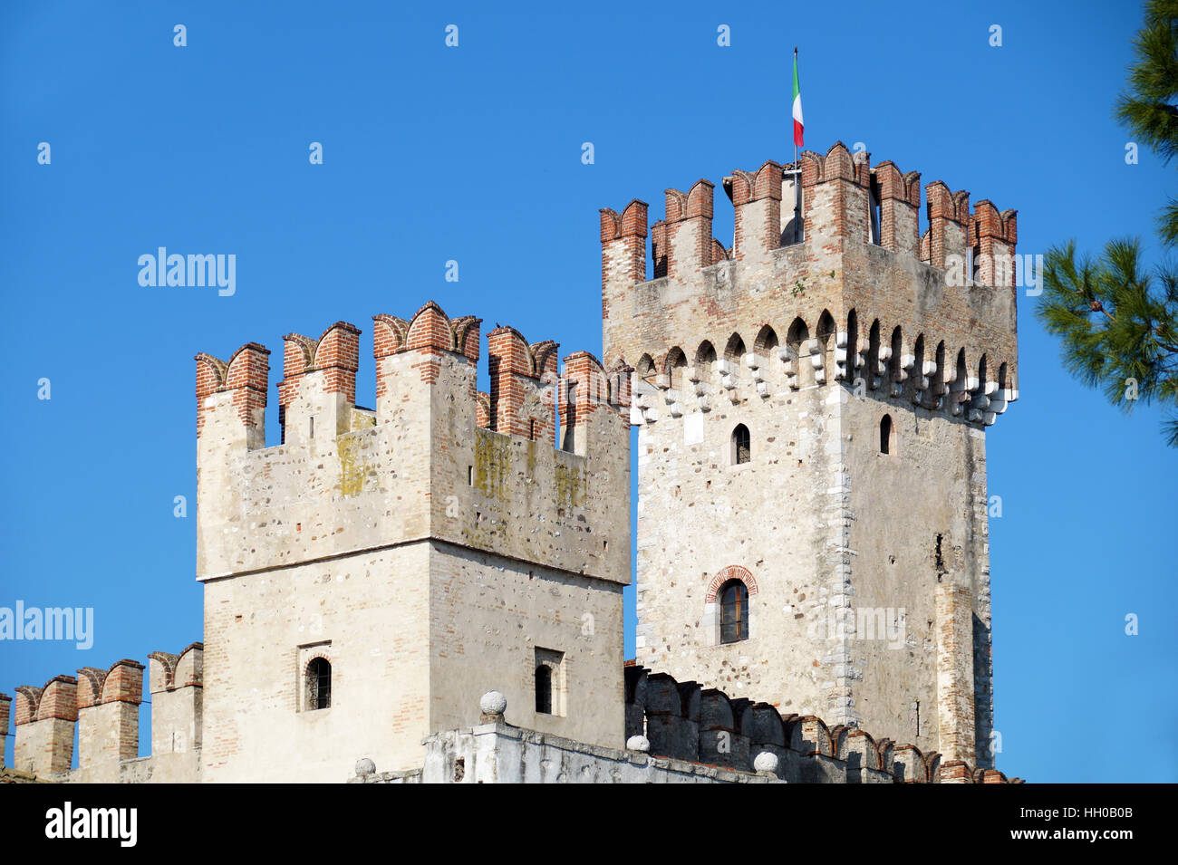 old medieval castle . fortified wall and tower detail Stock Photo - Alamy