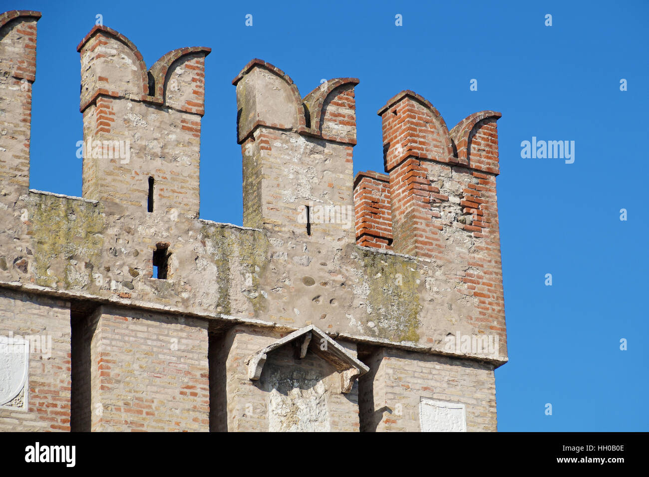 old medieval castle . fortified wall and tower detail Stock Photo - Alamy