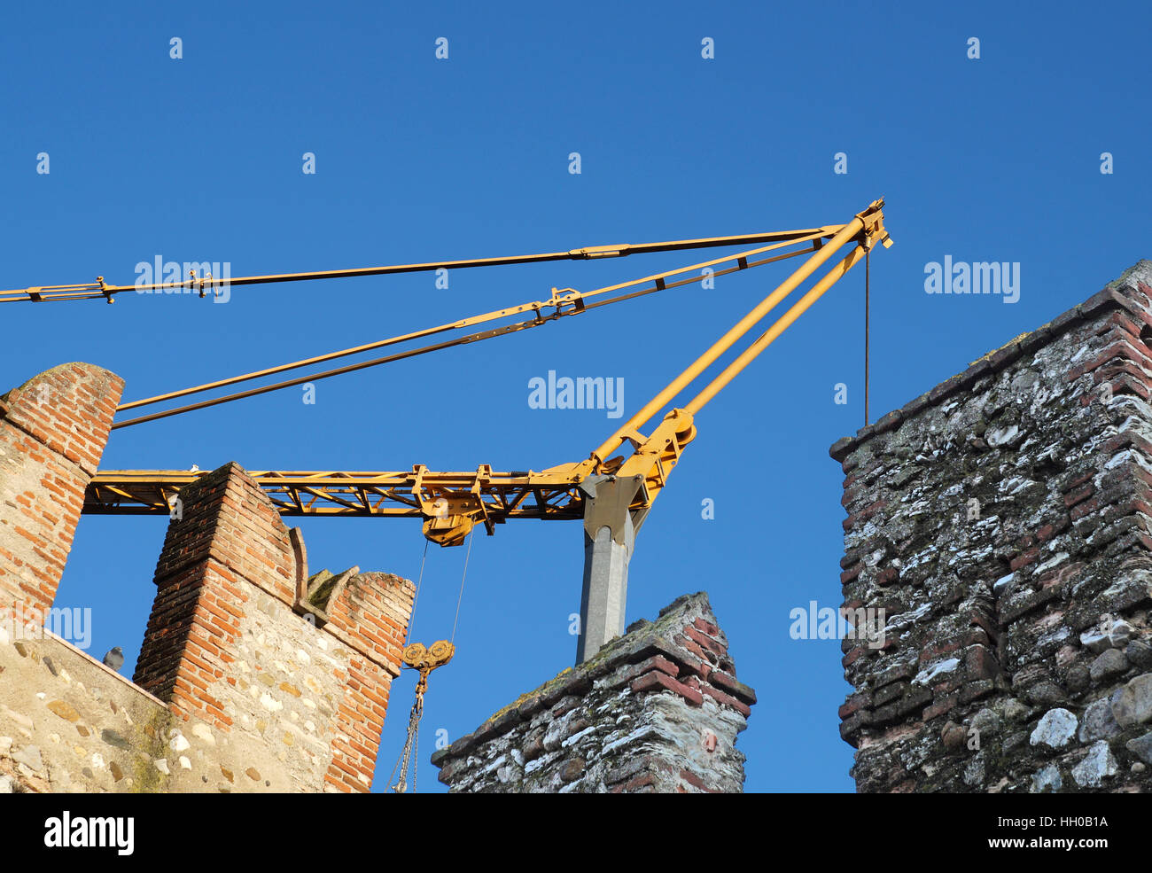 medieval castle at construction .detail during reconstruction with help ...