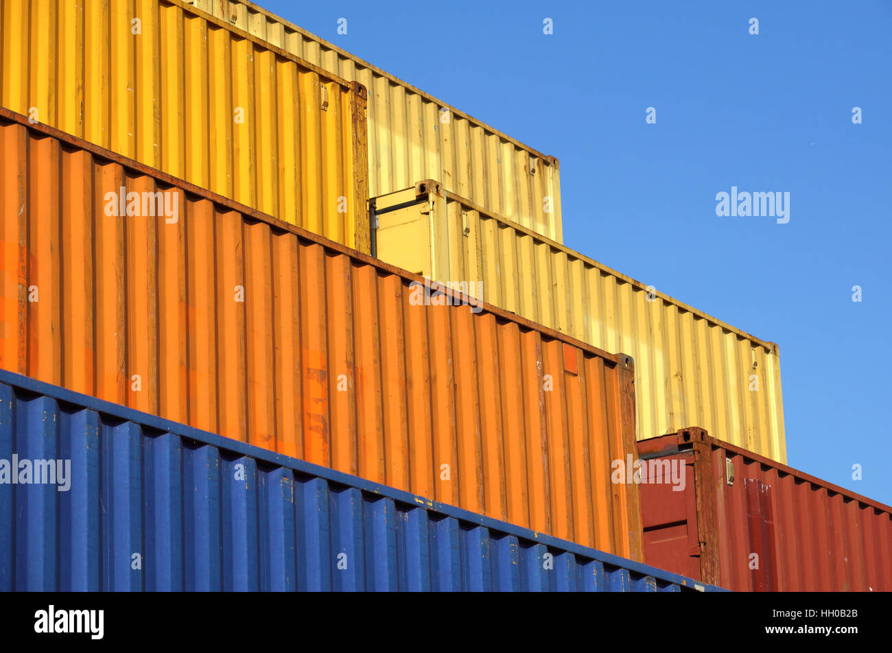 Stack of Cargo Containers at the docks Stock Photo - Alamy