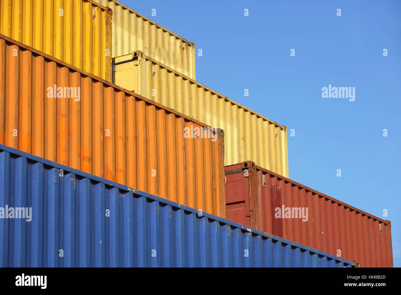 Stack of Cargo Containers at the docks Stock Photo - Alamy