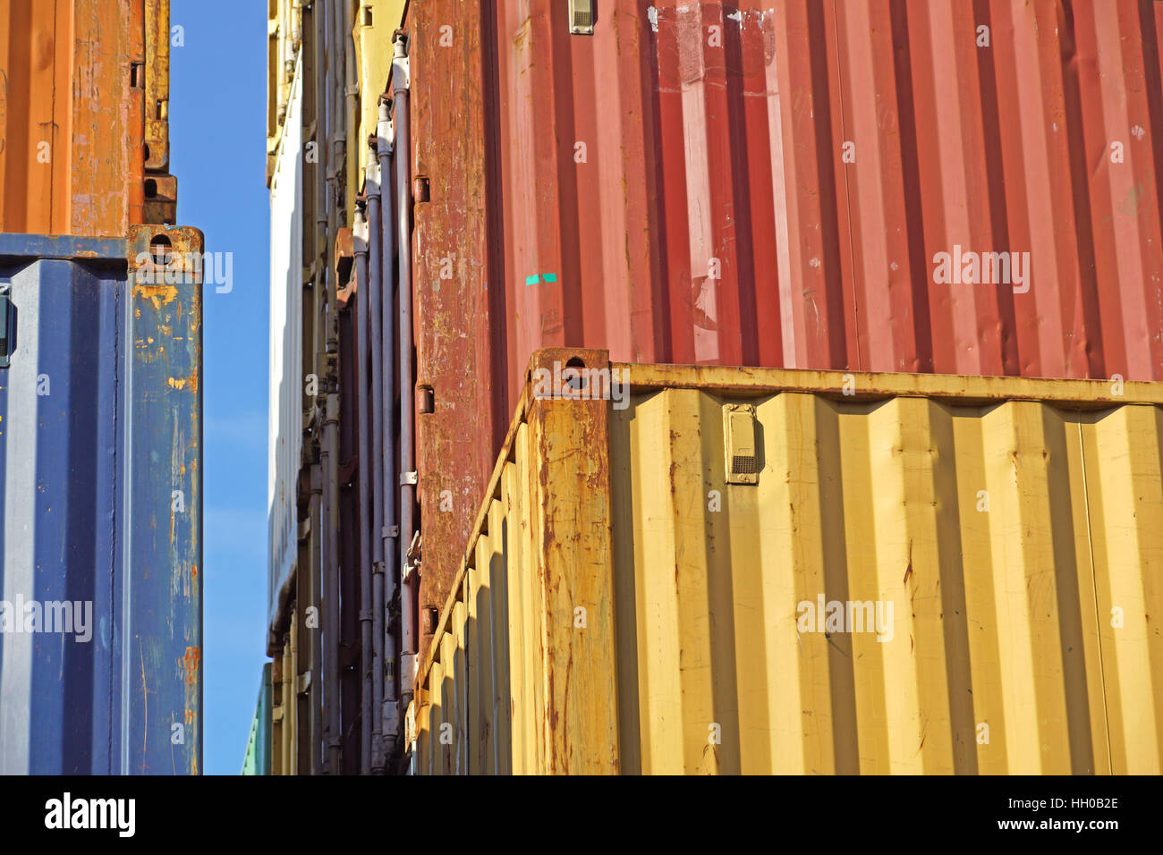 Stack of Cargo Containers at the docks Stock Photo - Alamy