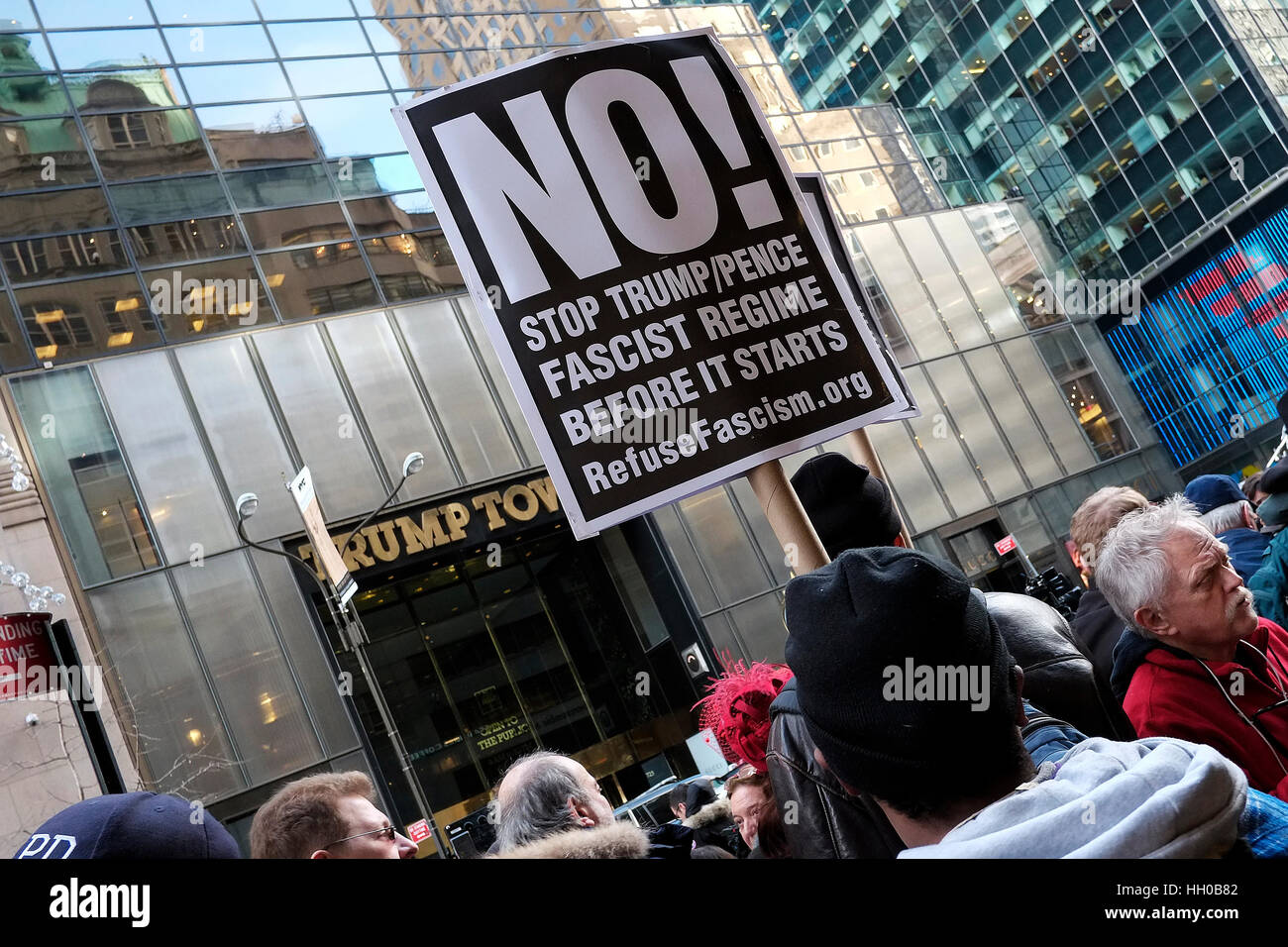 People protest outside Trump Tower in Manhattan as President Elect ...
