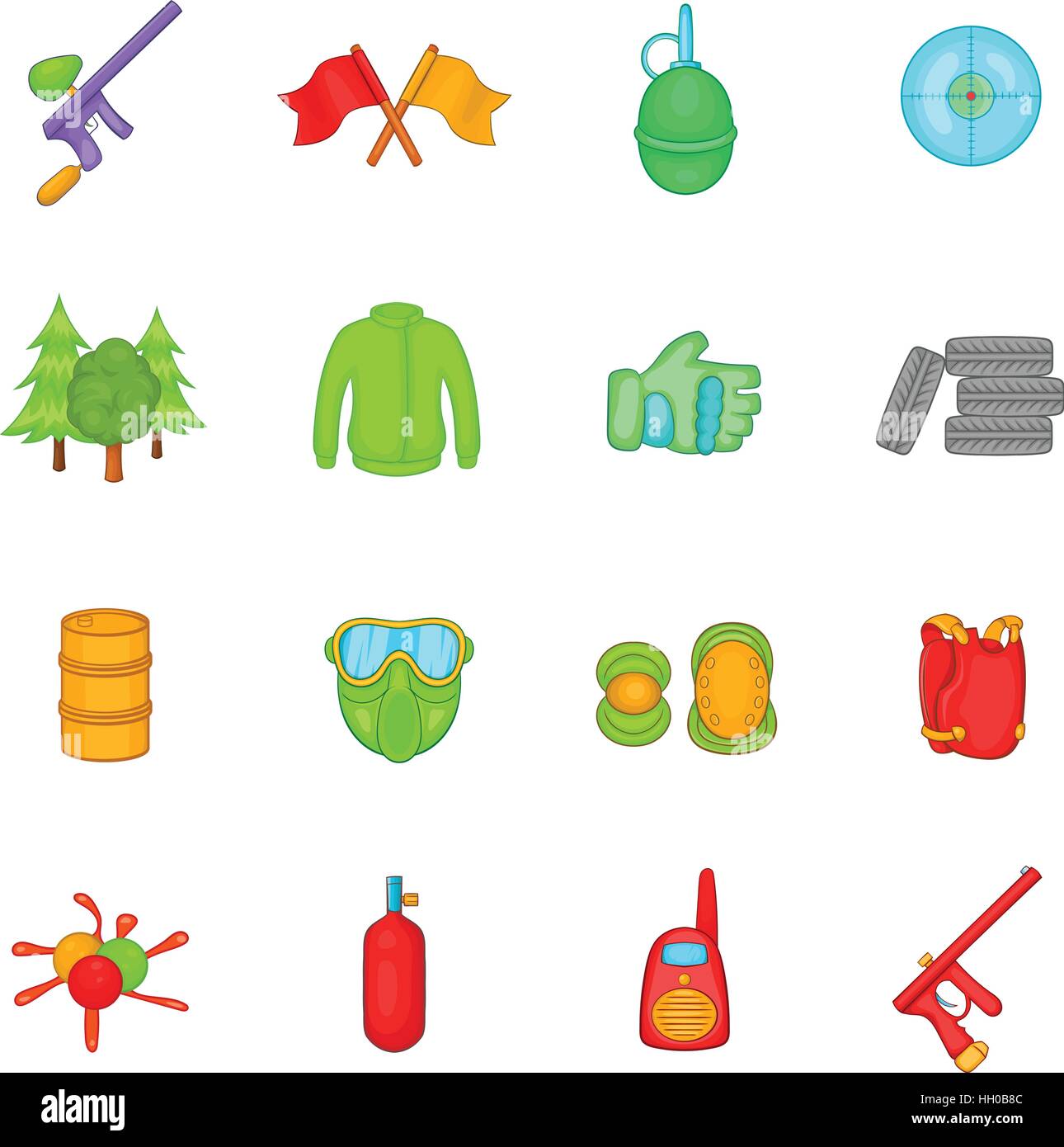 Paintball icons set, cartoon style Stock Vector Image & Art - Alamy