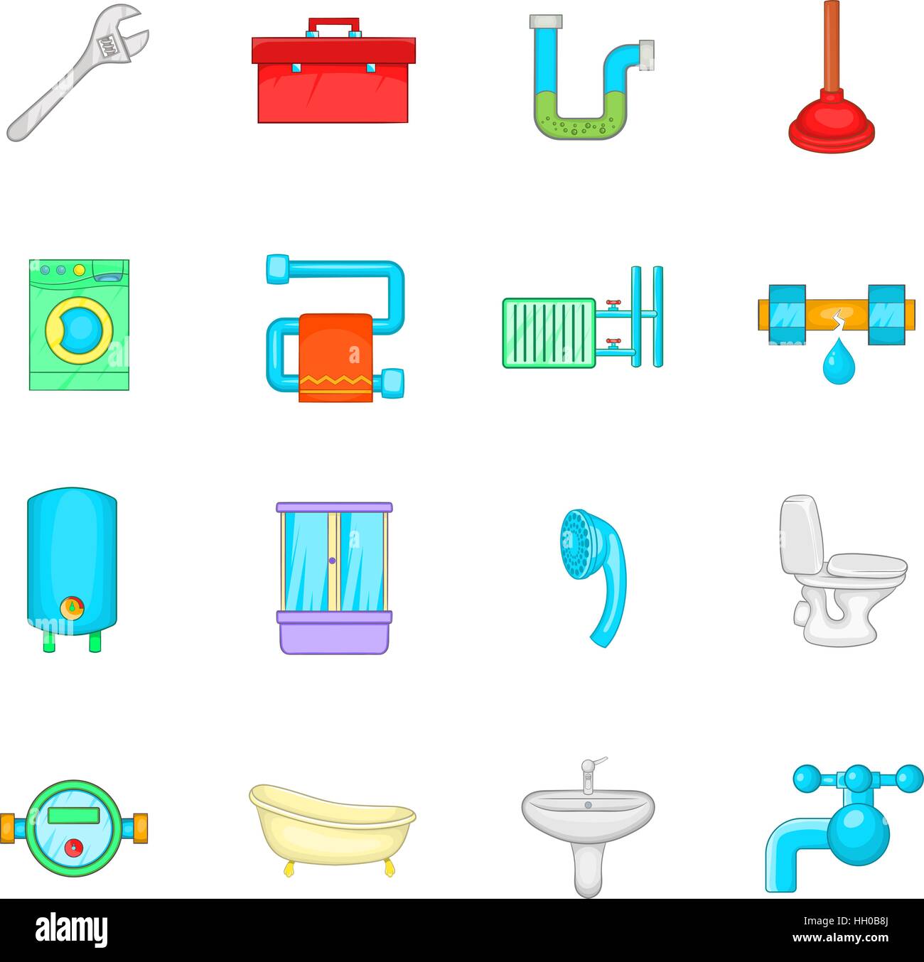 Bathroom icons set, cartoon style Stock Vector Image & Art - Alamy