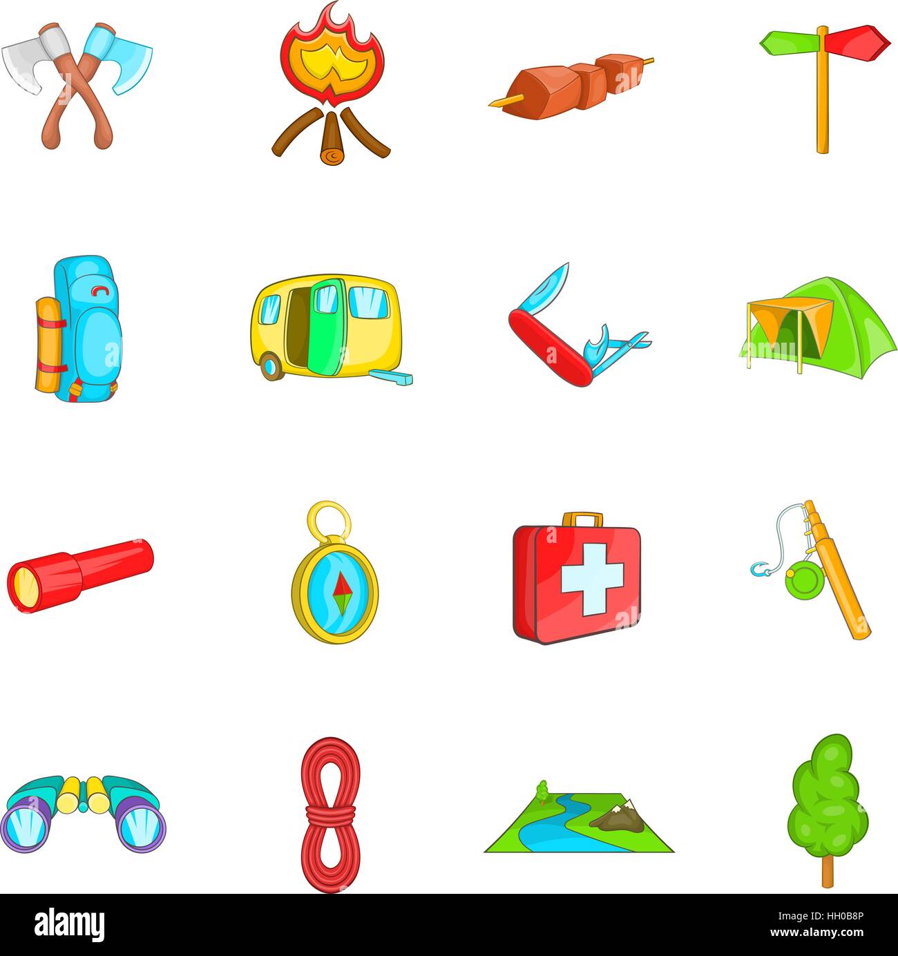 Camping icons set, cartoon style Stock Vector Image & Art - Alamy