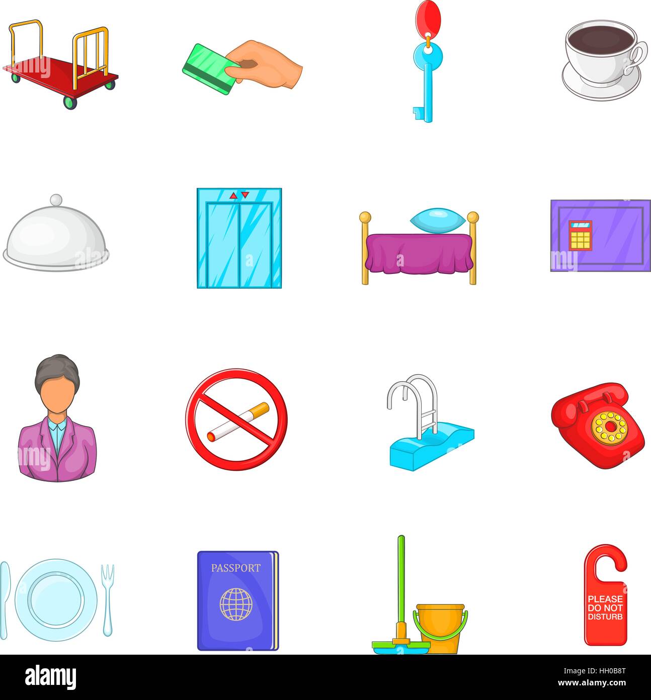 Hotel icons set in cartoon style Stock Vector Image & Art - Alamy