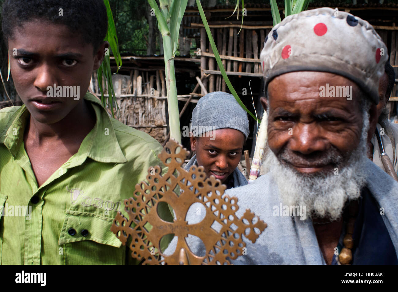 Road between from Wukro to Mekele, Ethiopia. A cleric approaches our ...