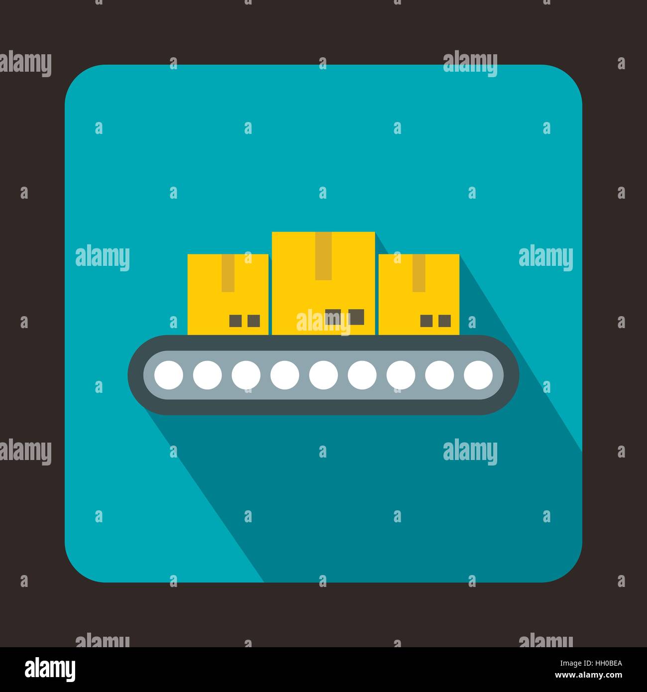 Conveyor belt with boxes icon, flat style Stock Vector Image & Art - Alamy