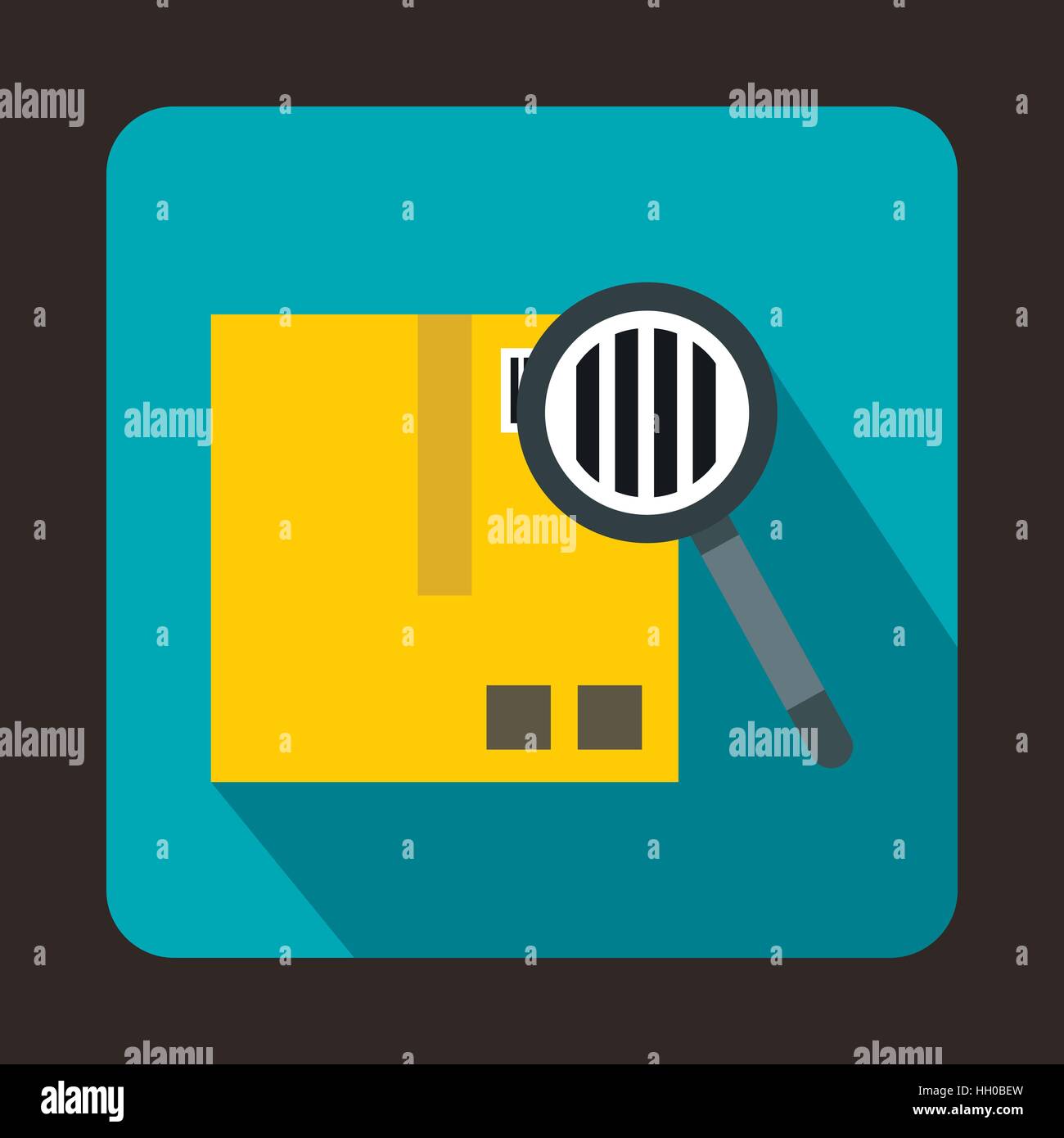 Cardboard box and magnifying glass icon Stock Vector Image & Art - Alamy