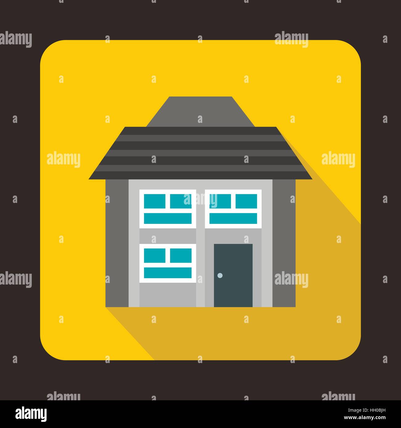 Grey two storey house icon in flat style Stock Vector Image & Art - Alamy