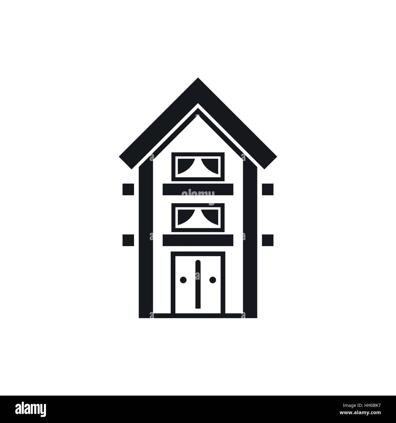 Two-storey house with balconies icon, simple style Stock Vector Image ...