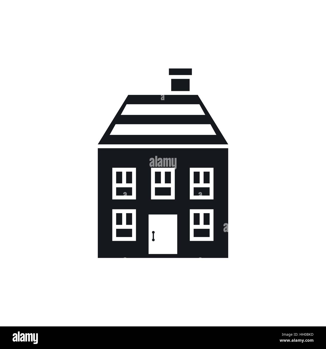 Two-storey house with chimney icon, simple style Stock Vector Image ...