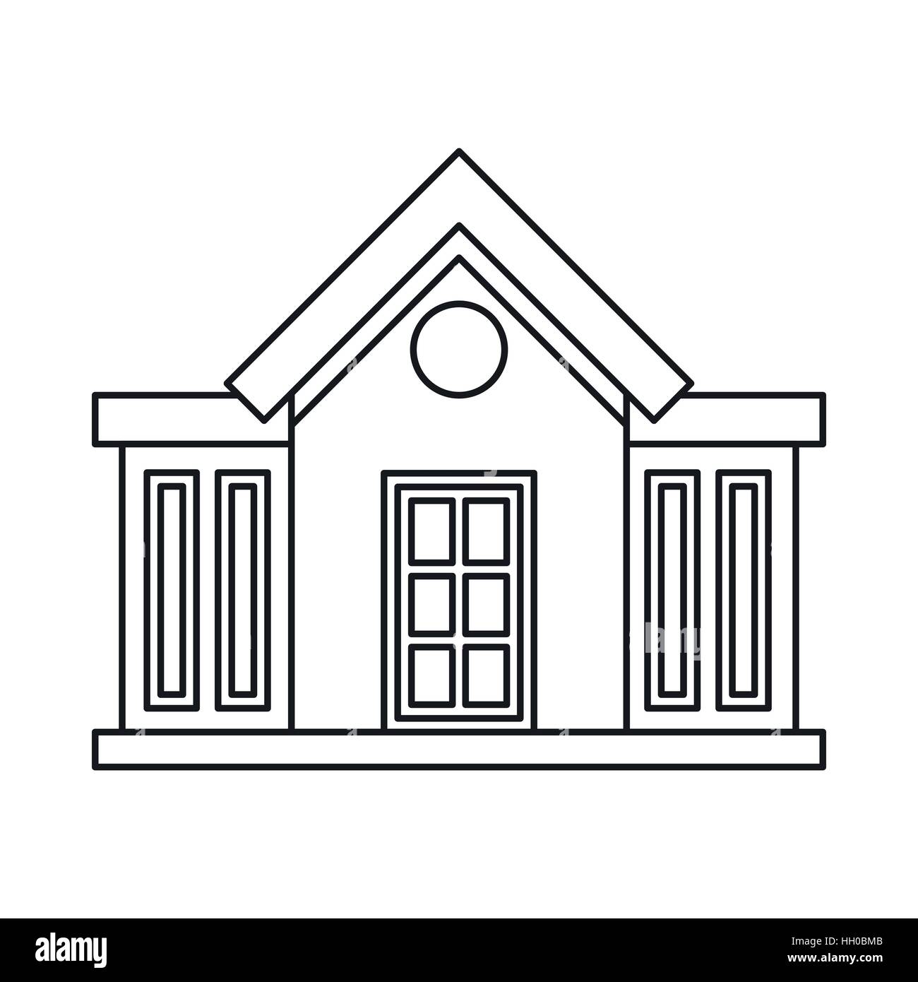 Cottage with narrow windows icon, outline style Stock Vector Image ...