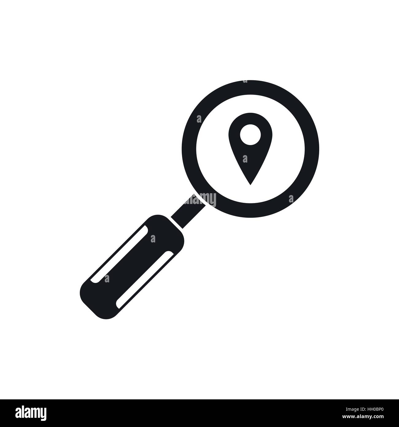 Magnifying glass and location icon, simple style Stock Vector Image ...