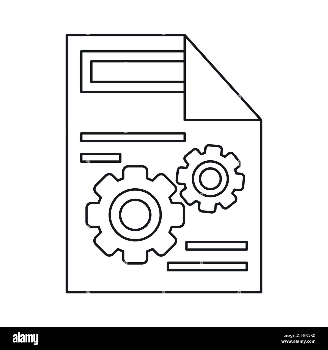 Gears on a paper icon, outline style Stock Vector Image & Art - Alamy