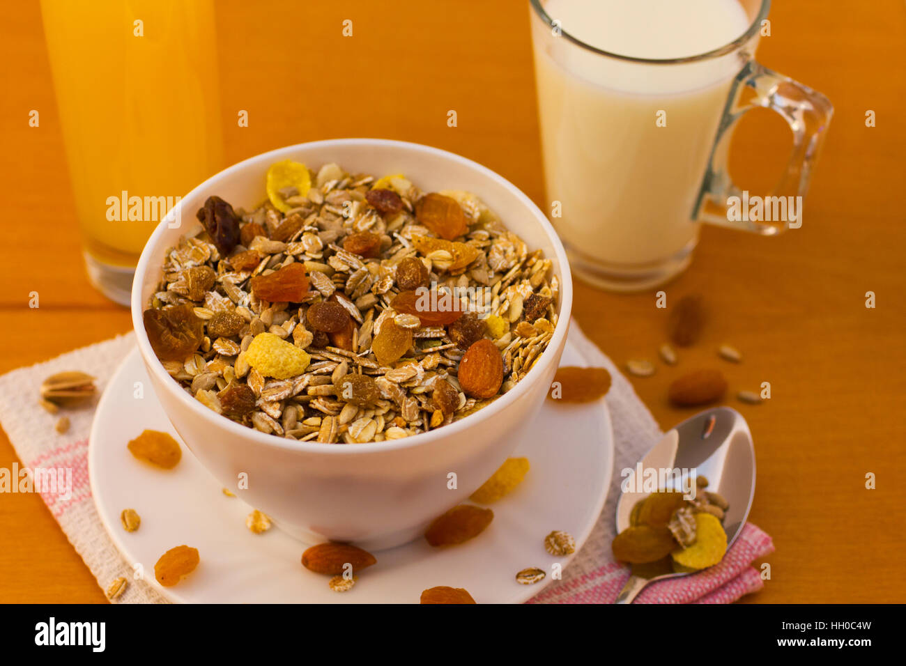 Muesli breakfast closeup Stock Photo - Alamy