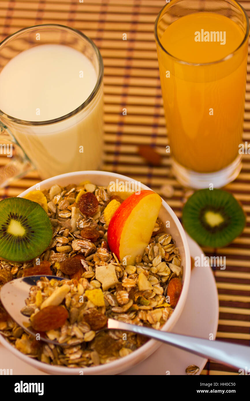 Muesli breakfast closeup Stock Photo - Alamy