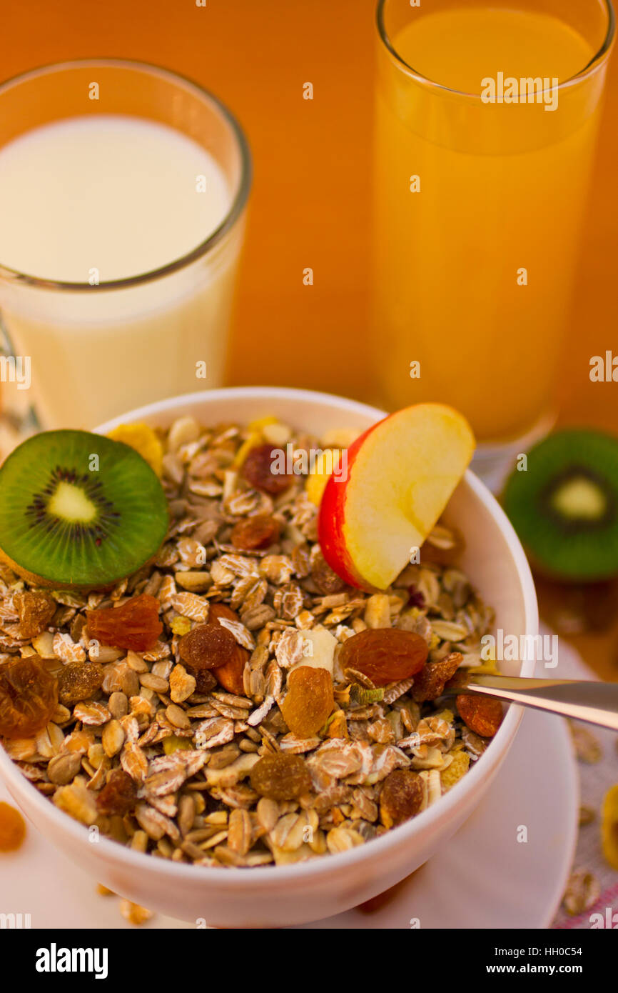 Muesli breakfast closeup Stock Photo - Alamy