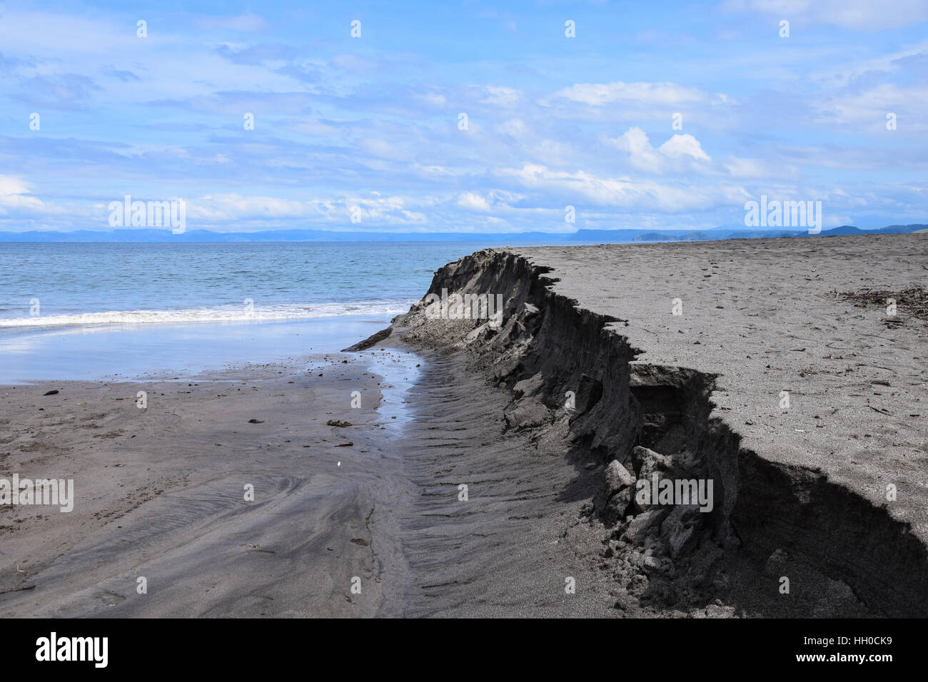 Coastal sand washed away by over flowing rivers following Hurricane ...