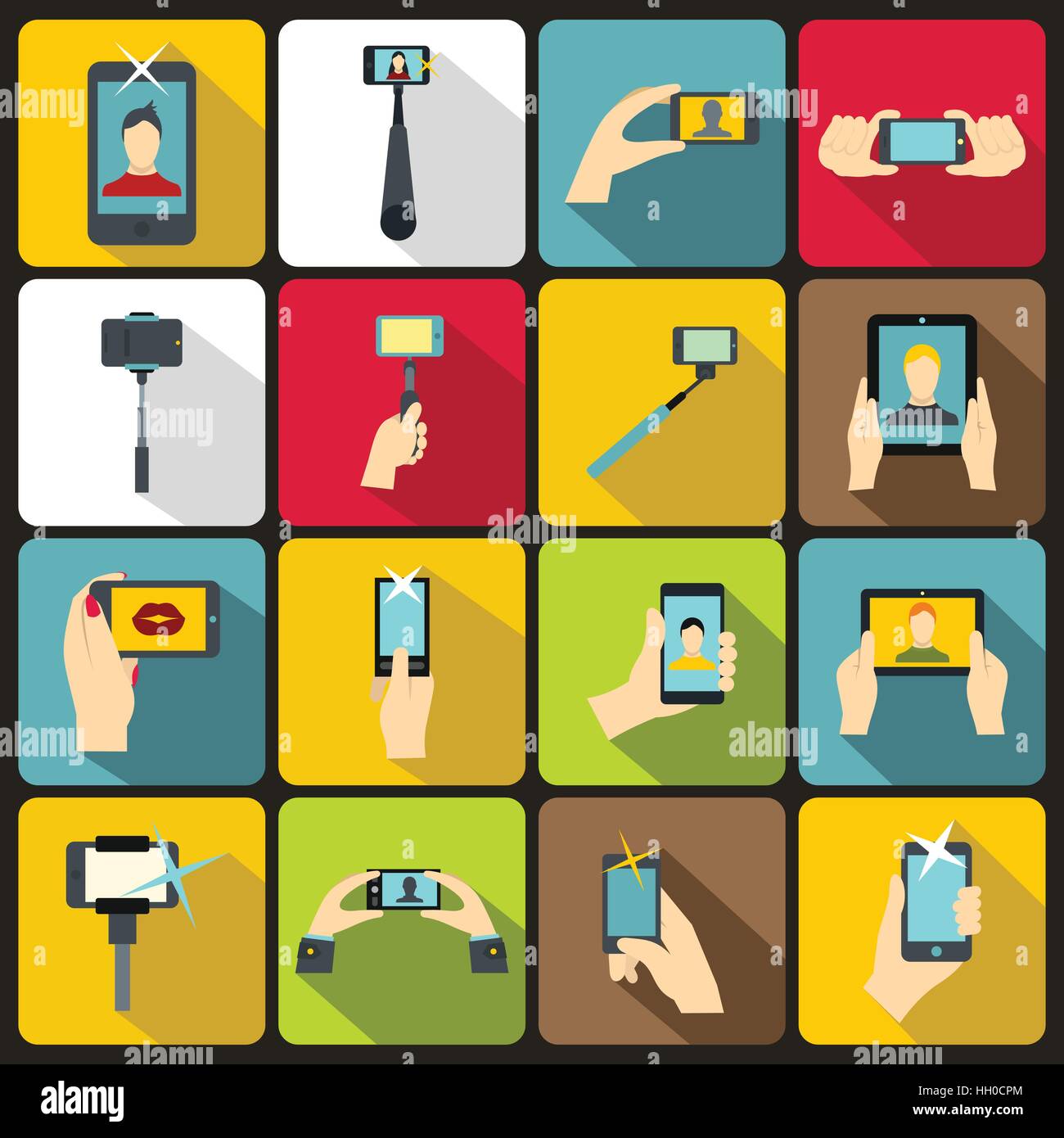 Selfie icons set, flat style Stock Vector Image & Art - Alamy