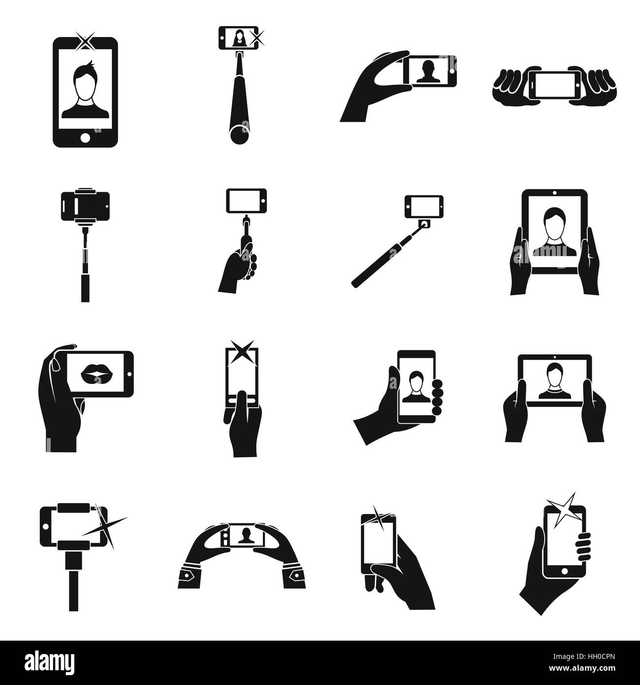 Selfie icons set, simple style Stock Vector Image & Art - Alamy