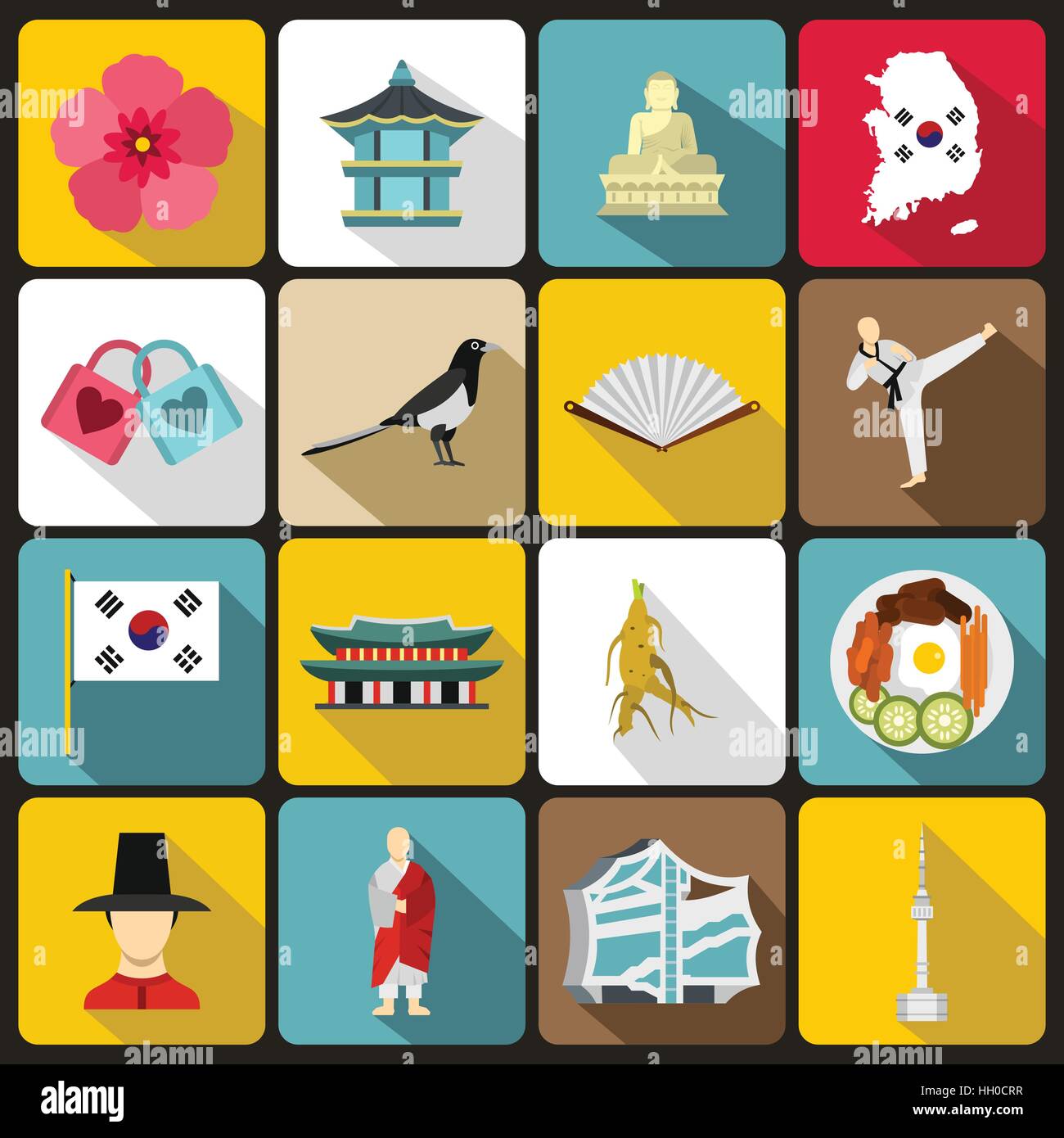 South Korea icons set, flat style Stock Vector Image & Art - Alamy