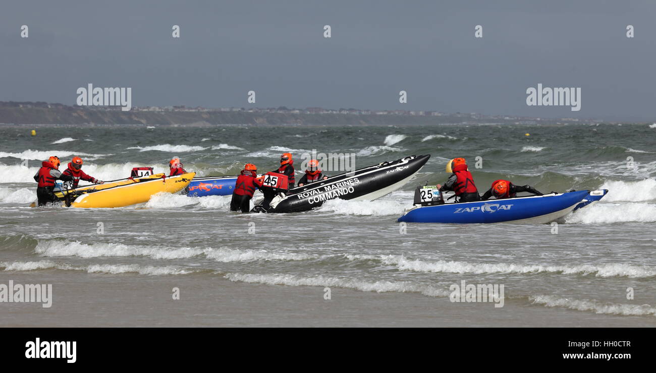 The start line at Zapcat offshore RIB circuit racing at Sandbanks Poole ...