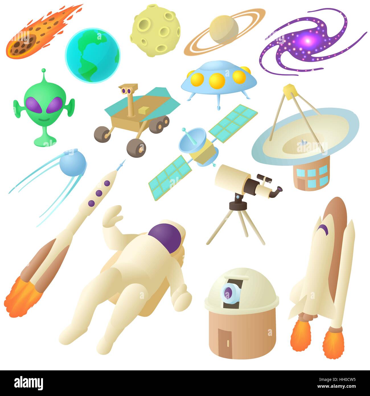 Space icons set, cartoon style Stock Vector Image & Art - Alamy