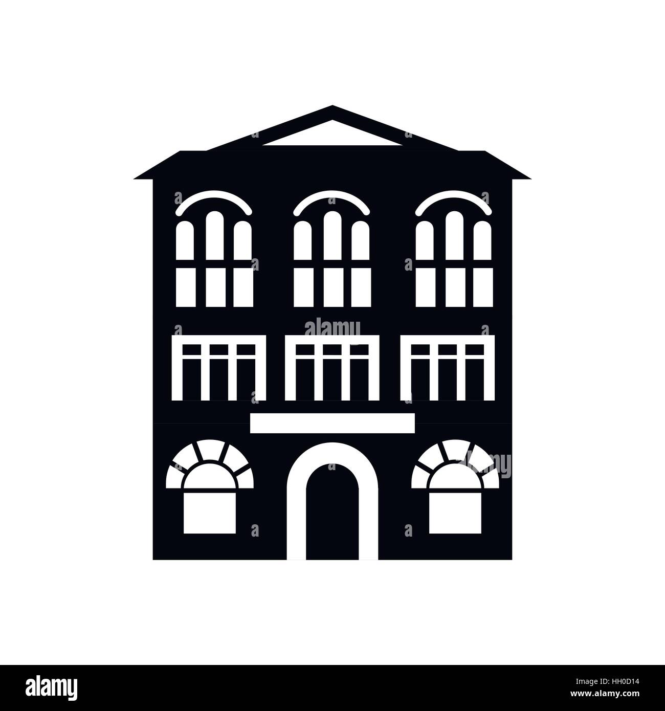 Building with arched windows icon, simple style Stock Vector Image ...