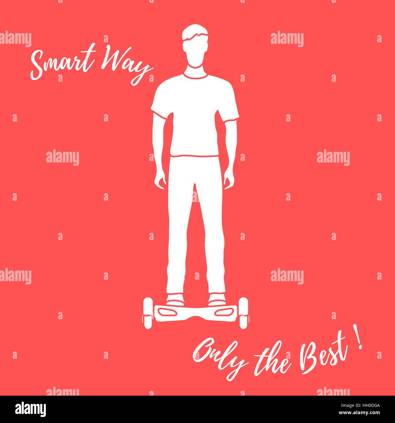 Stylized icon of modern young man standing on gyroscooter. Design for ...