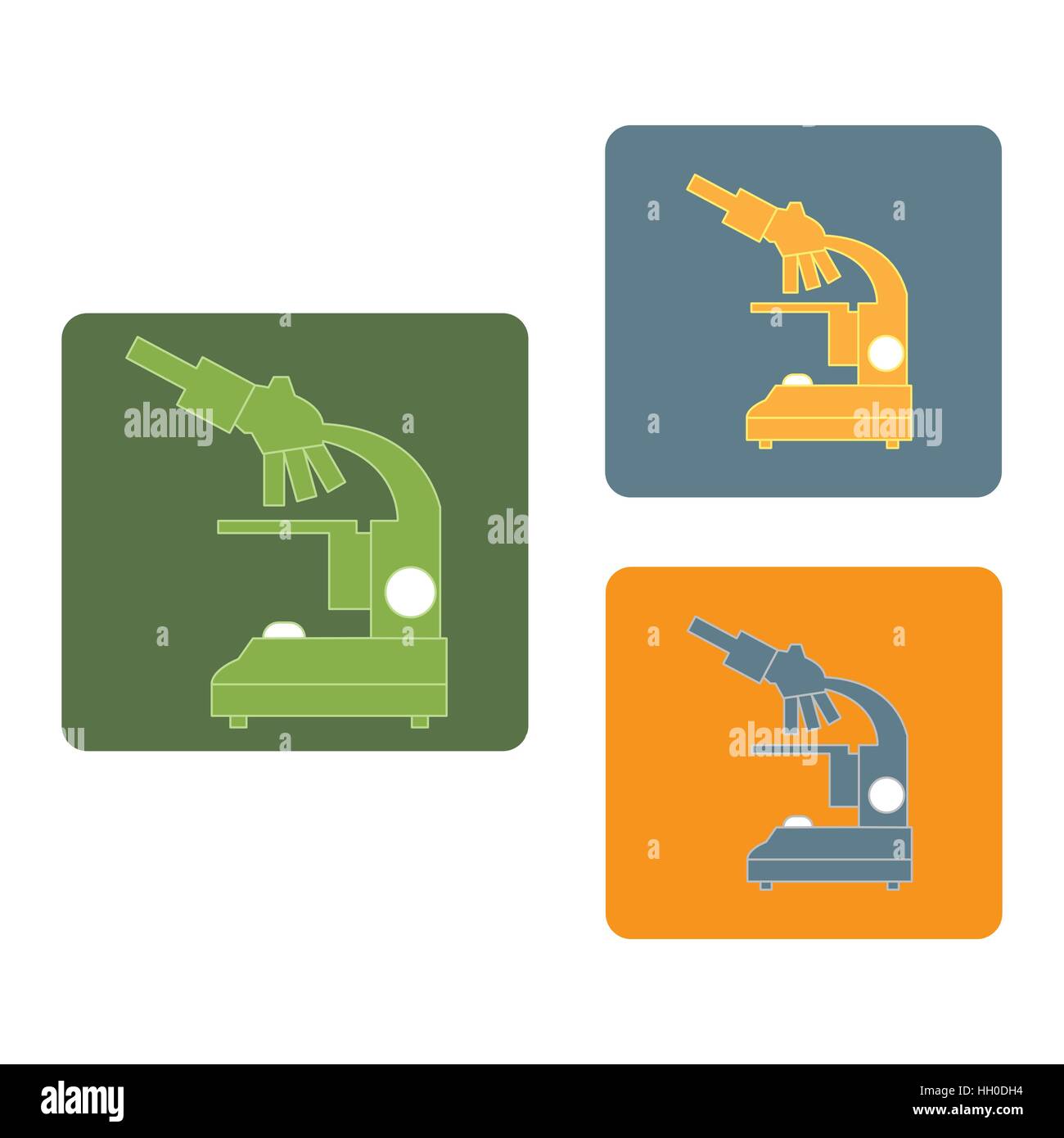 Stylized vector icons of microscope in different colors. Magnifying ...