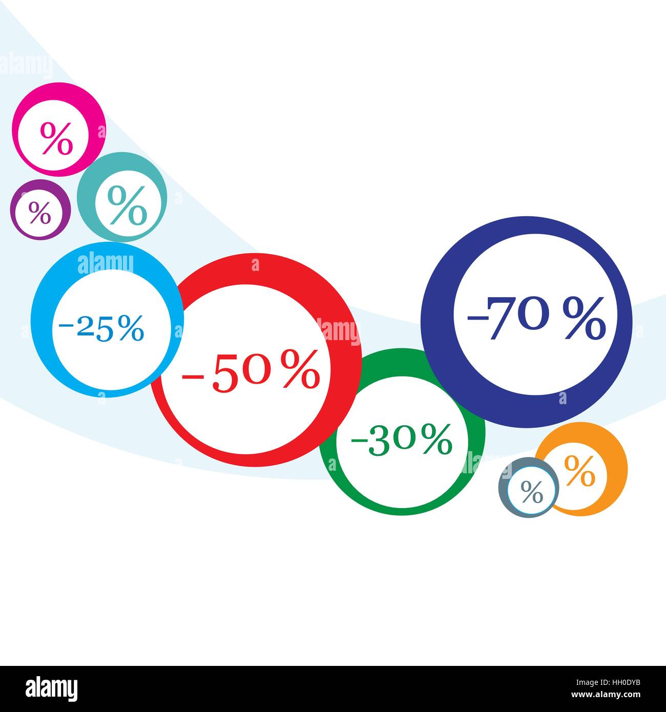 Vector illustration of various discounts for markets and shops. Label ...