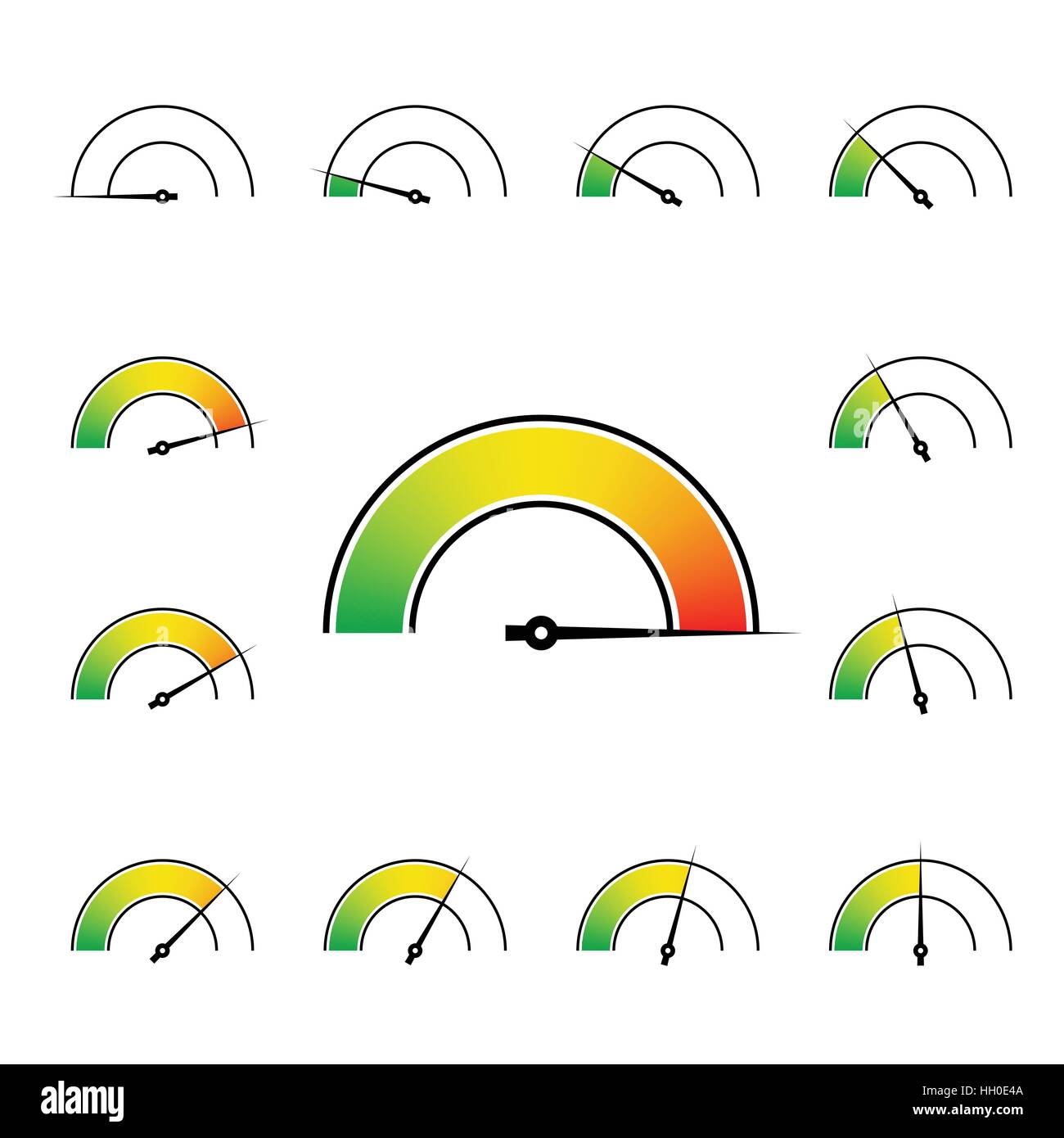 meter signs infographic gauge element from green to red vector ...