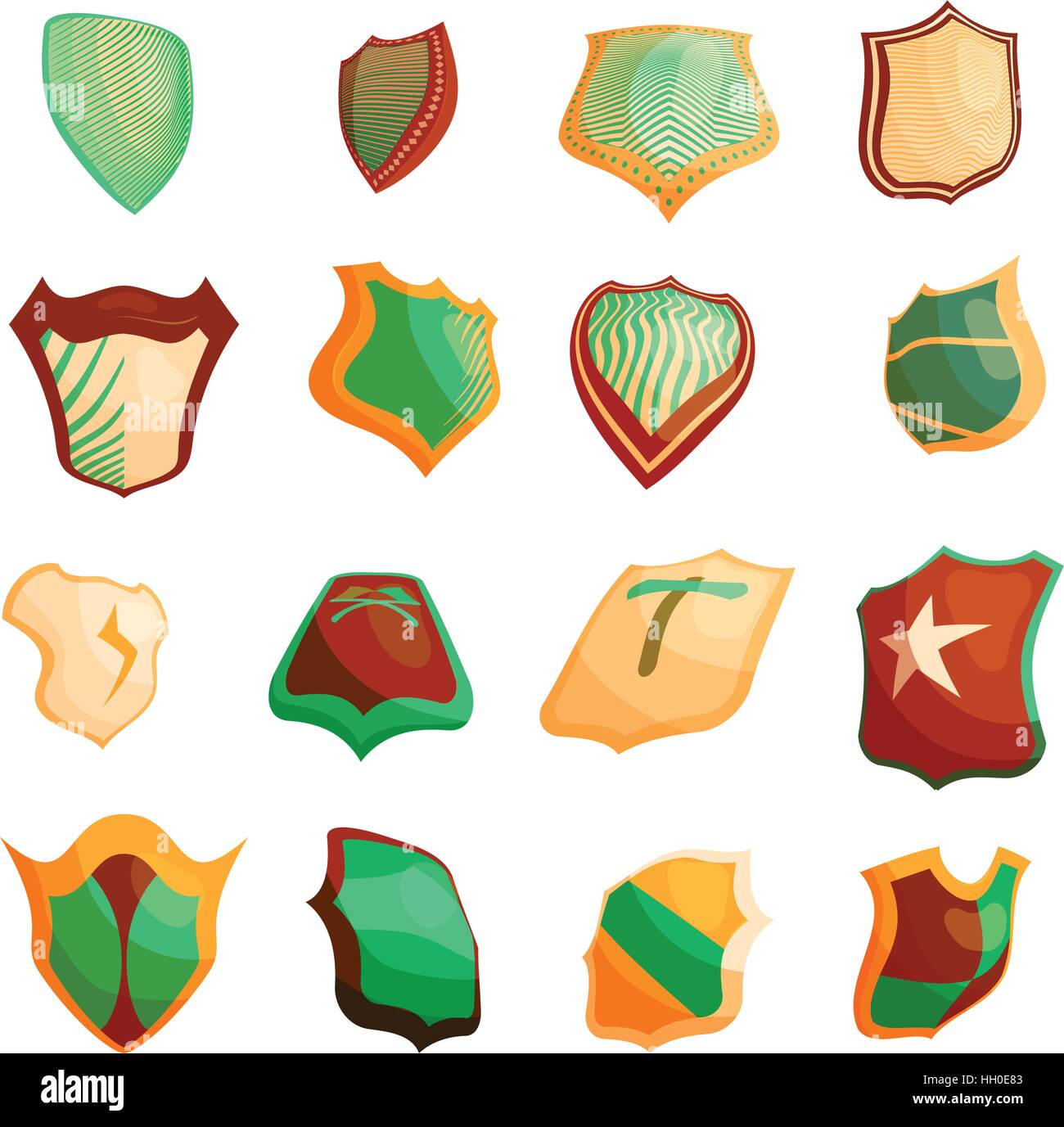 Shield icons set in cartoon style Stock Vector Image & Art - Alamy