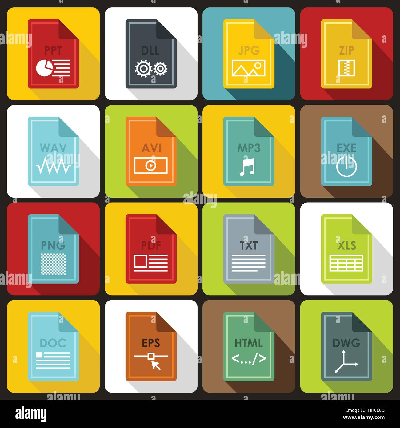 File format icons set in flat style Stock Vector Image & Art - Alamy