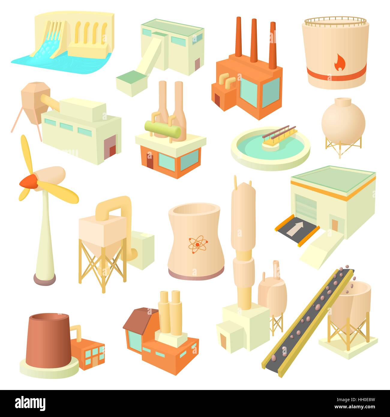 Industry icons set in cartoon style Stock Vector Image & Art - Alamy